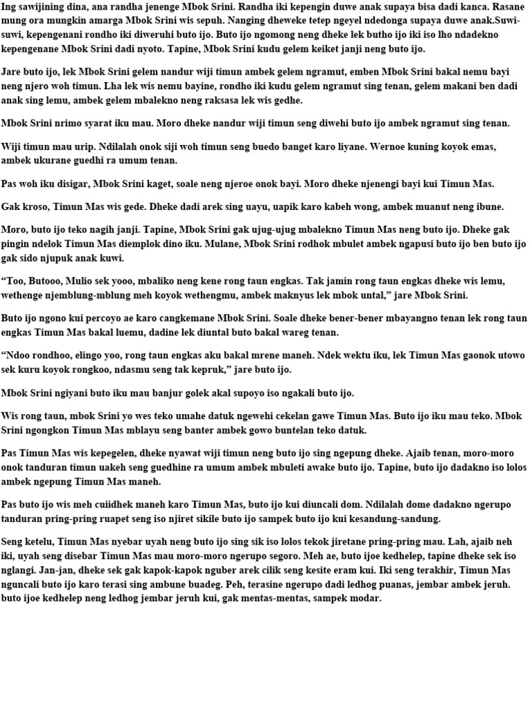 Timun Mas (Jawa) | PDF