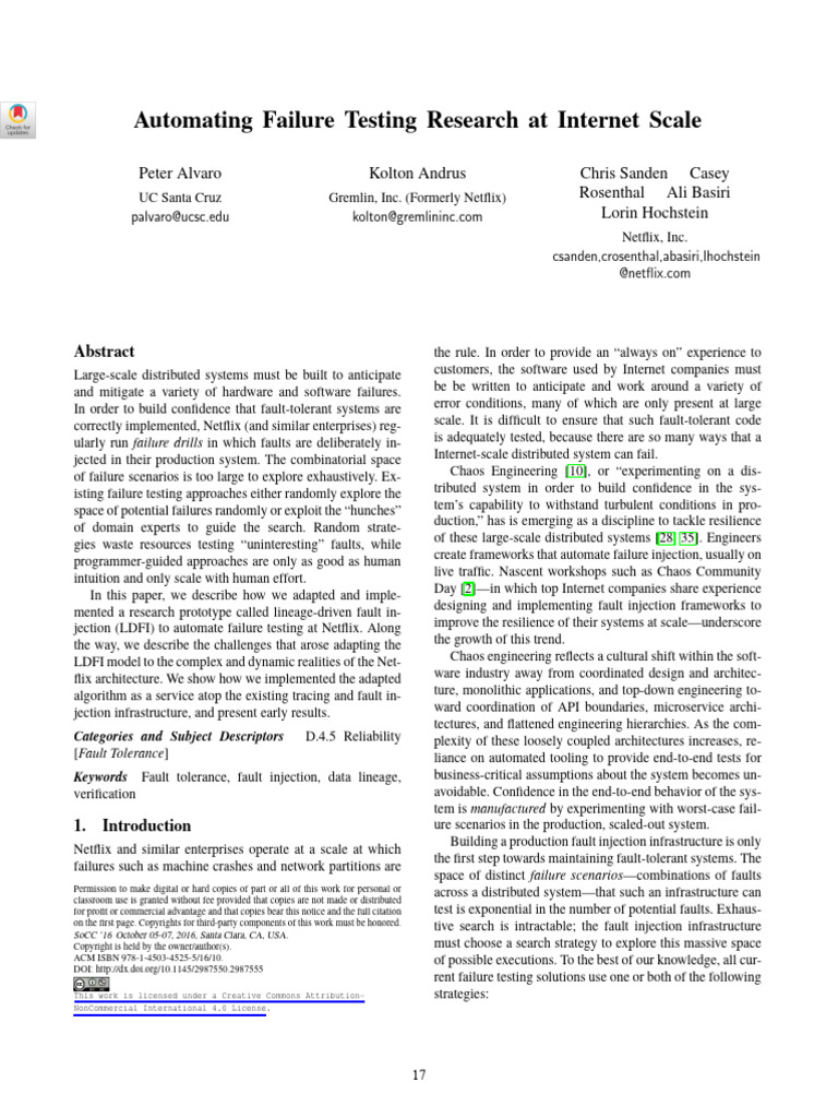 LDFI Netflix | PDF | Fault Tolerance | Hypothesis
