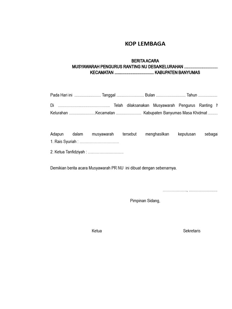 Draf Data Dukung SIPNU Administrasi Ranting NU | PDF