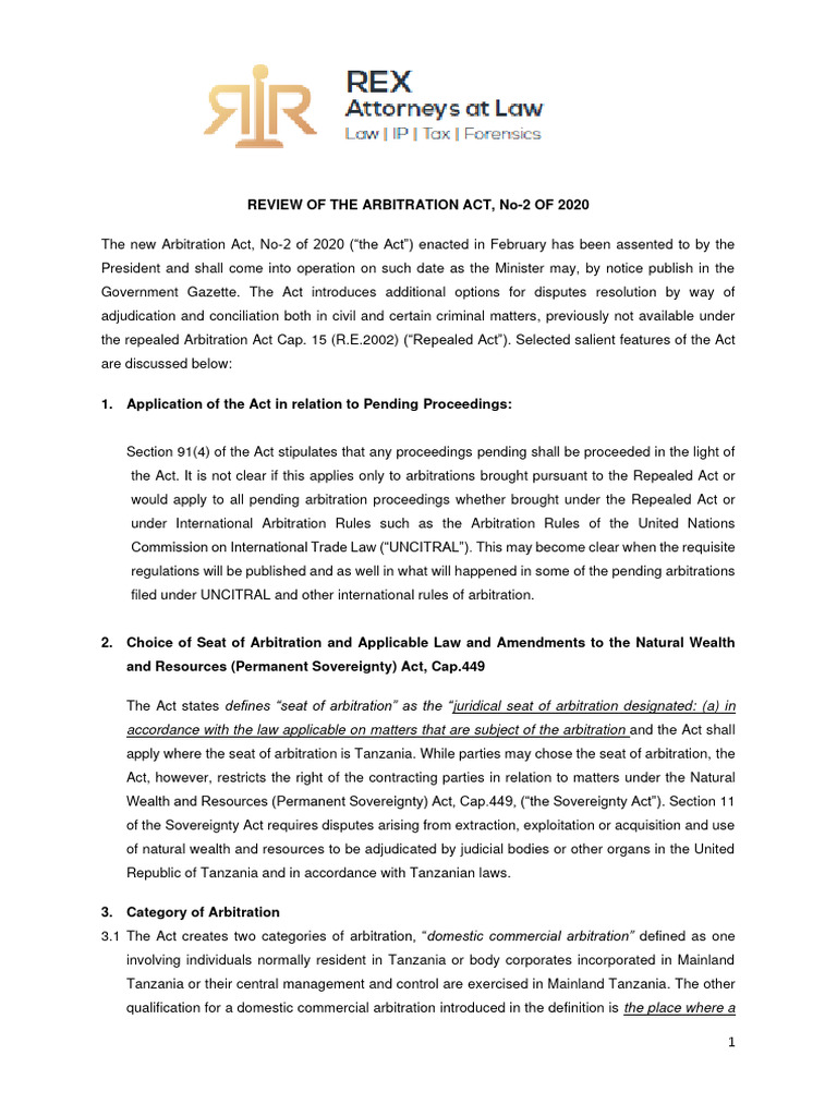 Rex Attorney Dok 543 | PDF | Arbitration | Tanzania
