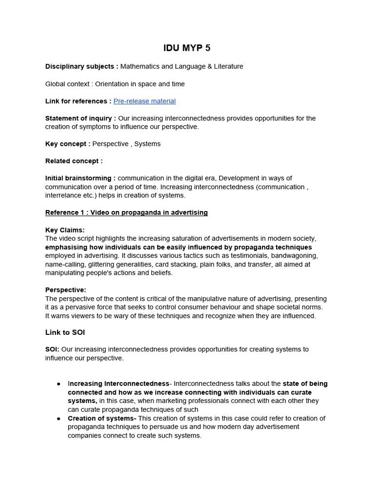 Idu Final Myp 5 | PDF | Analysis | Analytics
