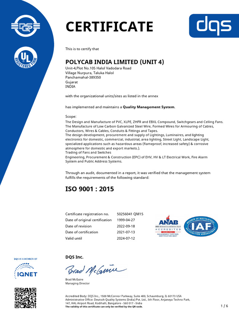 ISO 9001 2015 Certificate Valid Untill 12-07-2024 | PDF | Materials ...