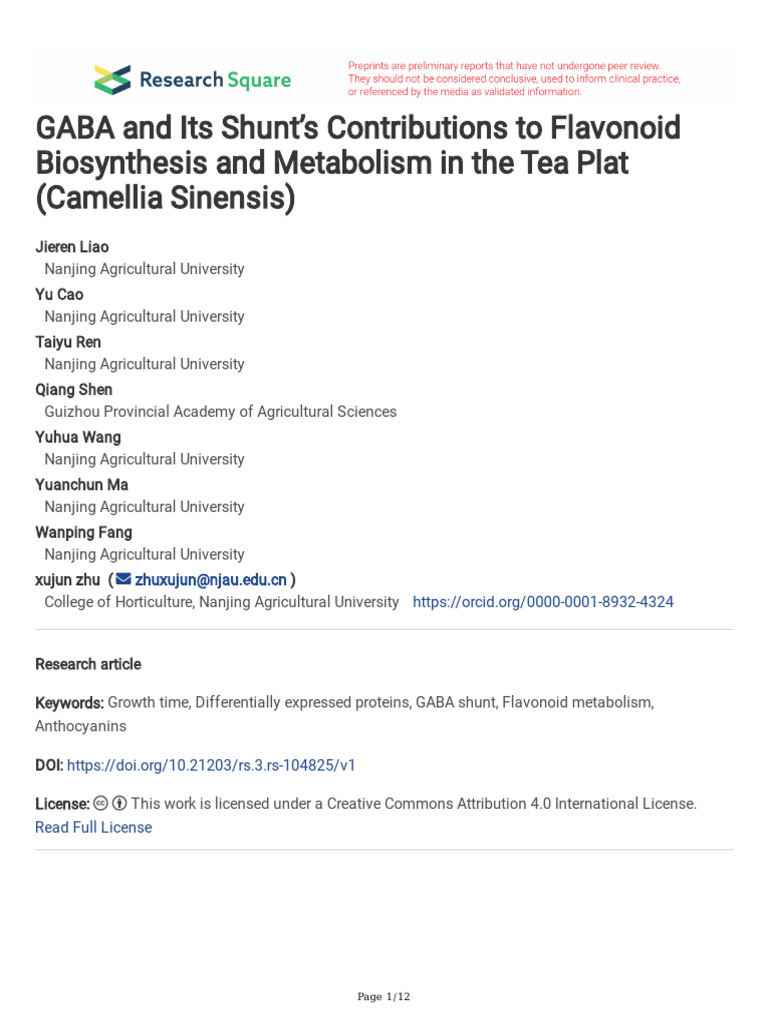 GABA and Its Shunts Contributions To Flavonoid Bi | PDF | Metabolism ...