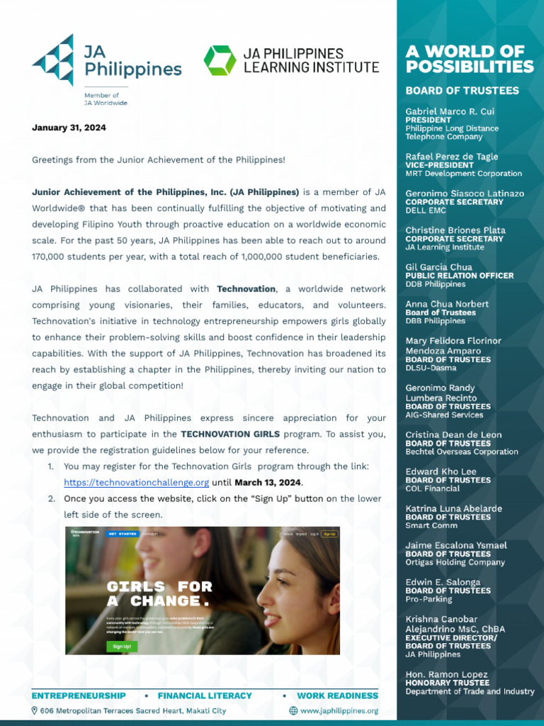 (Technovation Girls) Registration Guidelines | PDF