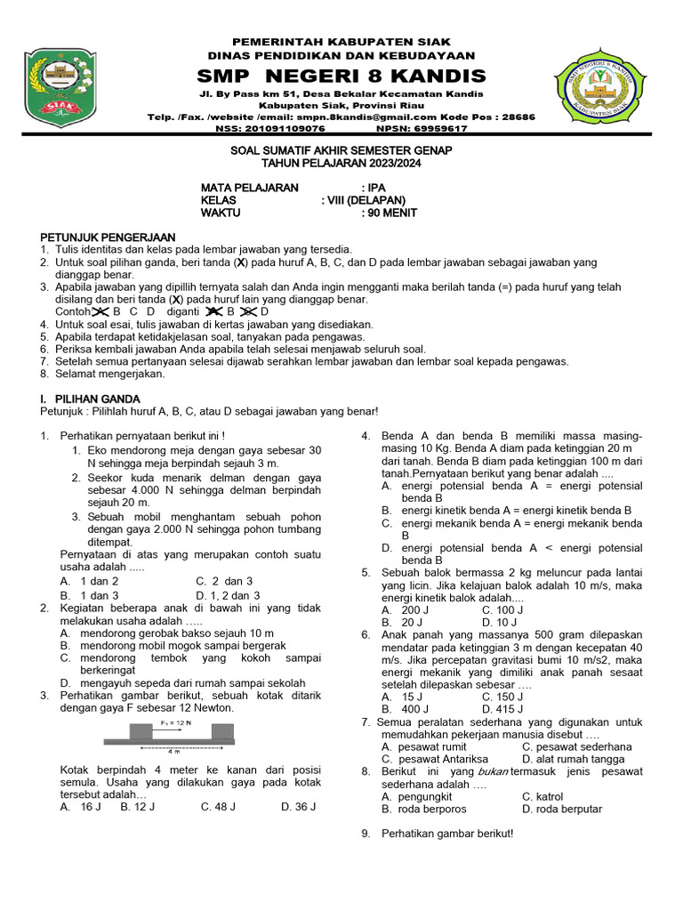 Soal Ujian Ipa Kelas 8 Genap | PDF