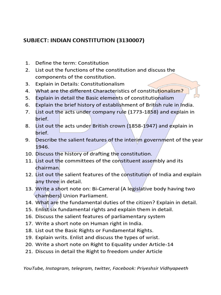 IC Question Bank | PDF | Constitution | Public Law