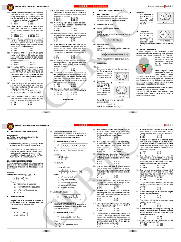 Discrete Math Exam Review Guide | PDF | Mathematics | Discrete Mathematics