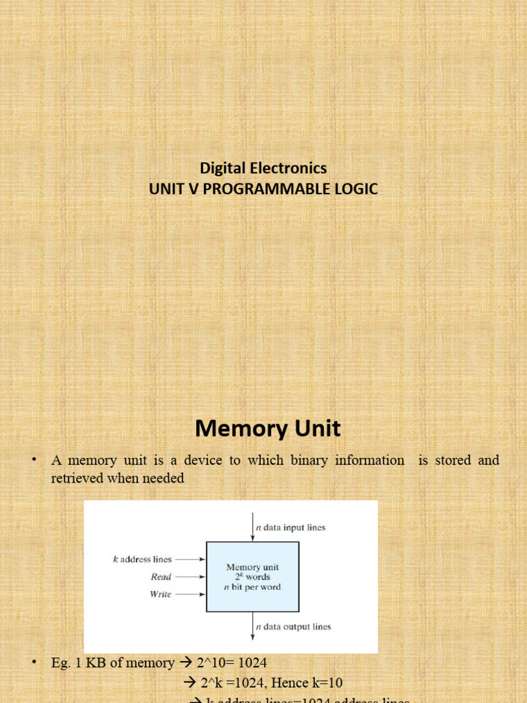 Unitv Memory Programmable Logic Devices Pdf Computer Memory Random Access Memory