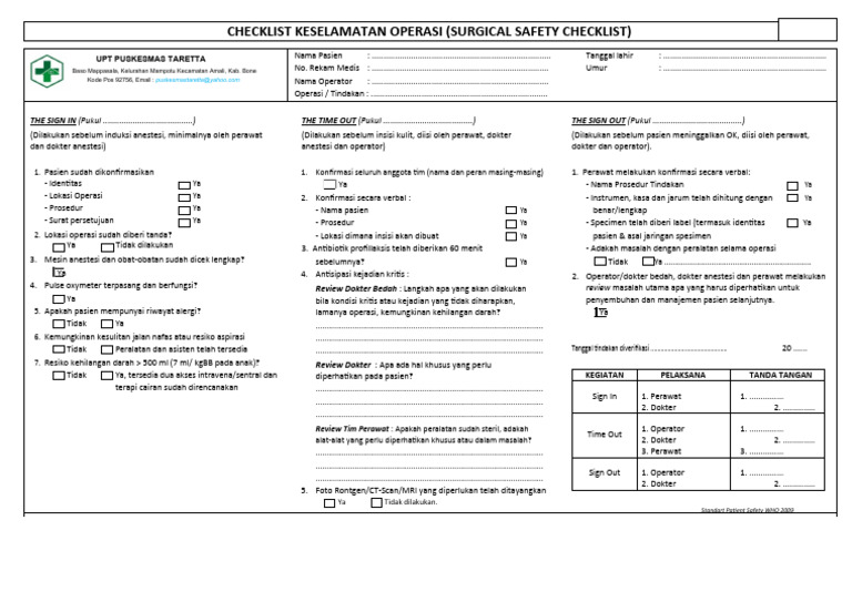 RM 34 5 Checklist Keselamatan Operasi Surgical Safety Checklist PDF | PDF