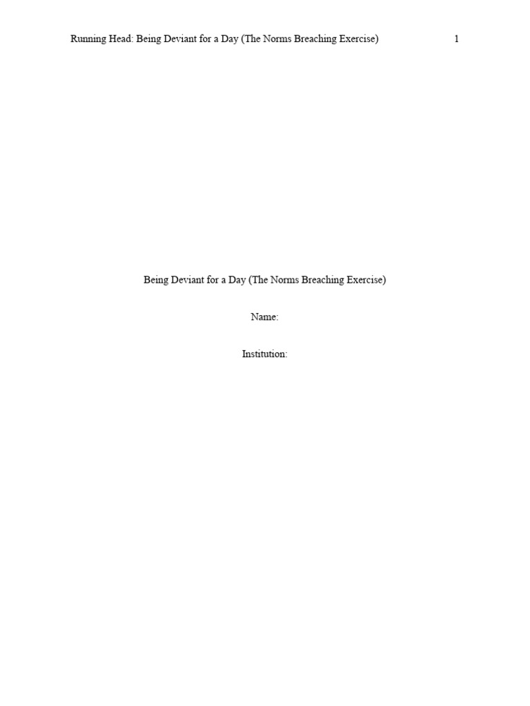 Being Deviant For A Day (The Norms Breaching Exercise) | PDF | Deviance ...