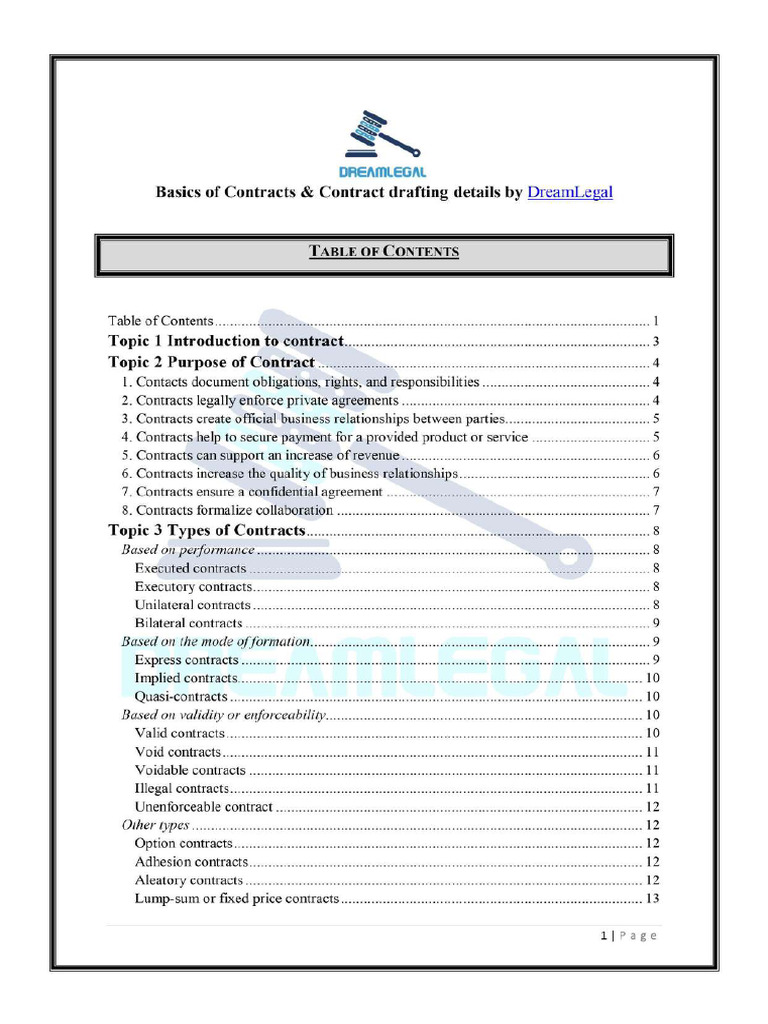 Basics Of Contract And Contract Drafting Pdf Pdf Expert
