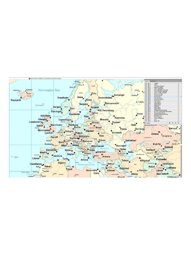 Map of Europe With Cities Printable | PDF