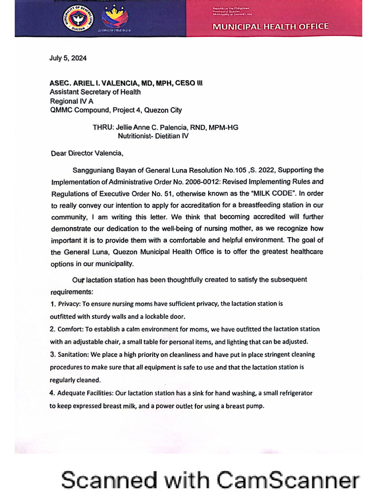 Letter of Intent-General Luna, Quezon For MBFW Certification | PDF