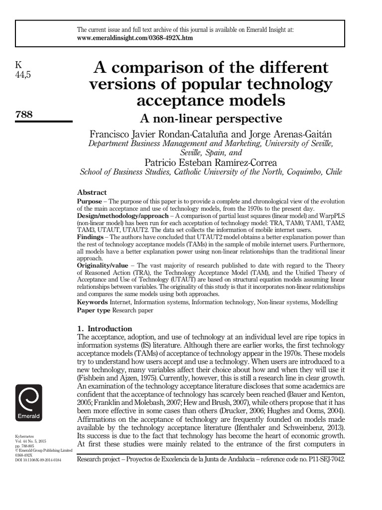 A comparison of the different versions of popular technology acceptance ...