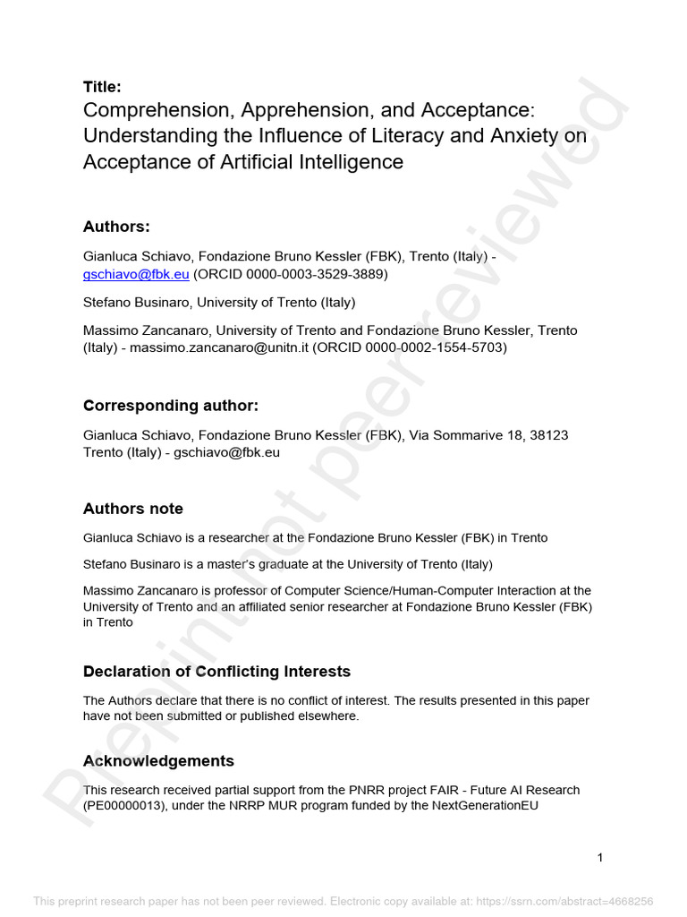 Comprehension, Apprehension, and Acceptance Understanding The Influence ...