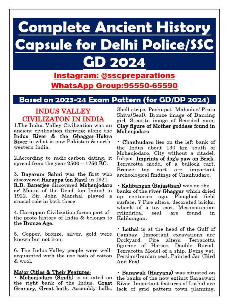 Complete Ancient History Capsule For SSC DP SSC GD 2024 | PDF | Ashoka