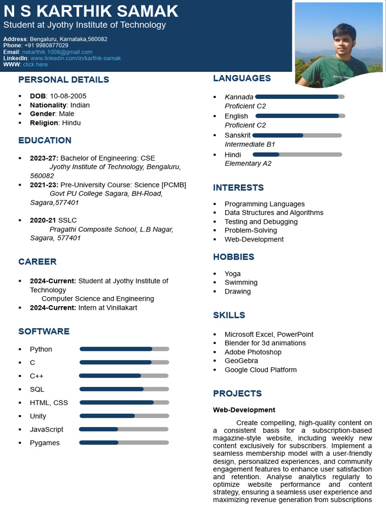 NS Karthik Resume | PDF | Web Development | Computing