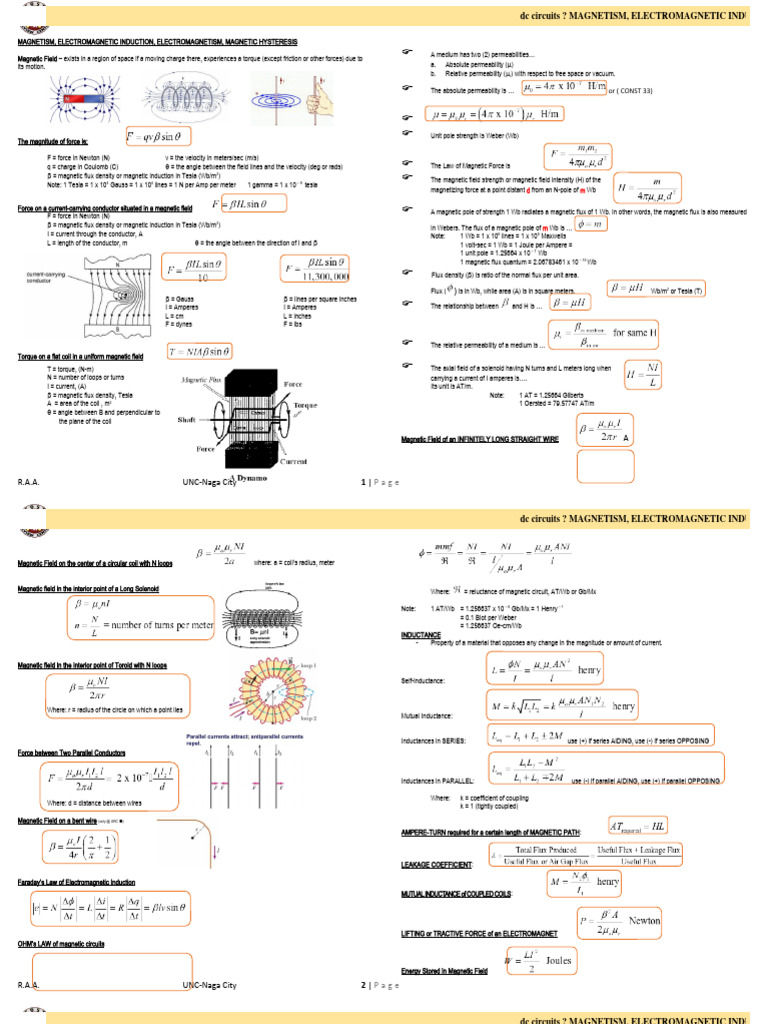 DC Circuits Magnetism Electromagnetic Induction | PDF | Inductance ...