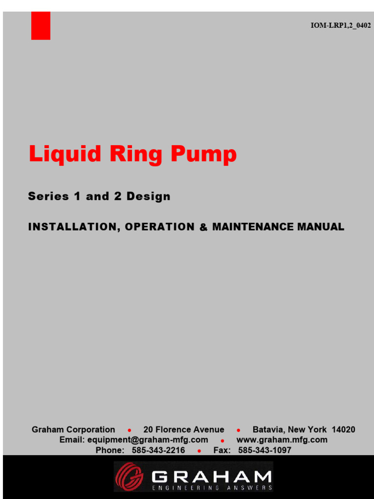 IOM - lrp12 - 0402 - Liquid Ring Vacuum Pump Series 1 2 | PDF | Pump ...