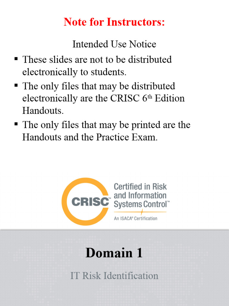 CRISC 6e Domain 1-2017 | PDF | Risk | Risk Management