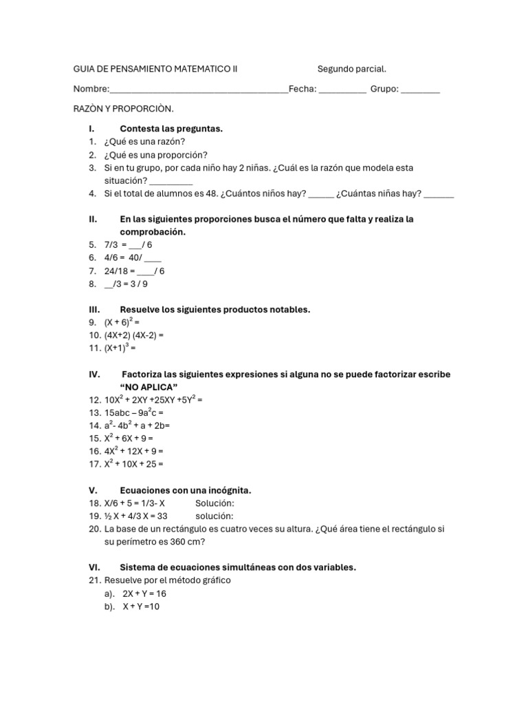 Guìa Pensamiento Matemàtico Ii 2do Parcial Pdf