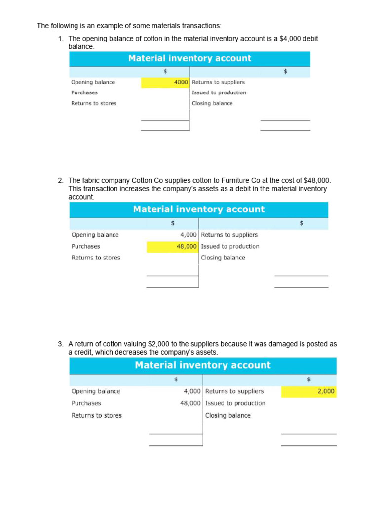 Materials Transactions Example | PDF
