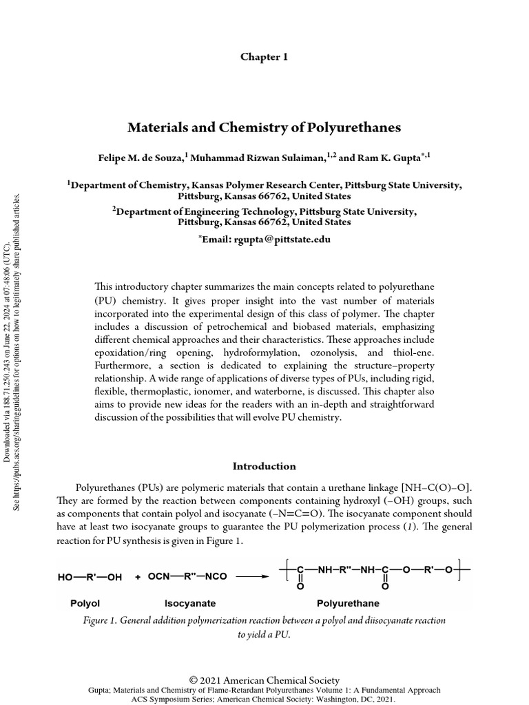 Materials and Chemistry of Polyurethanes | PDF | Polyurethane | Polymers