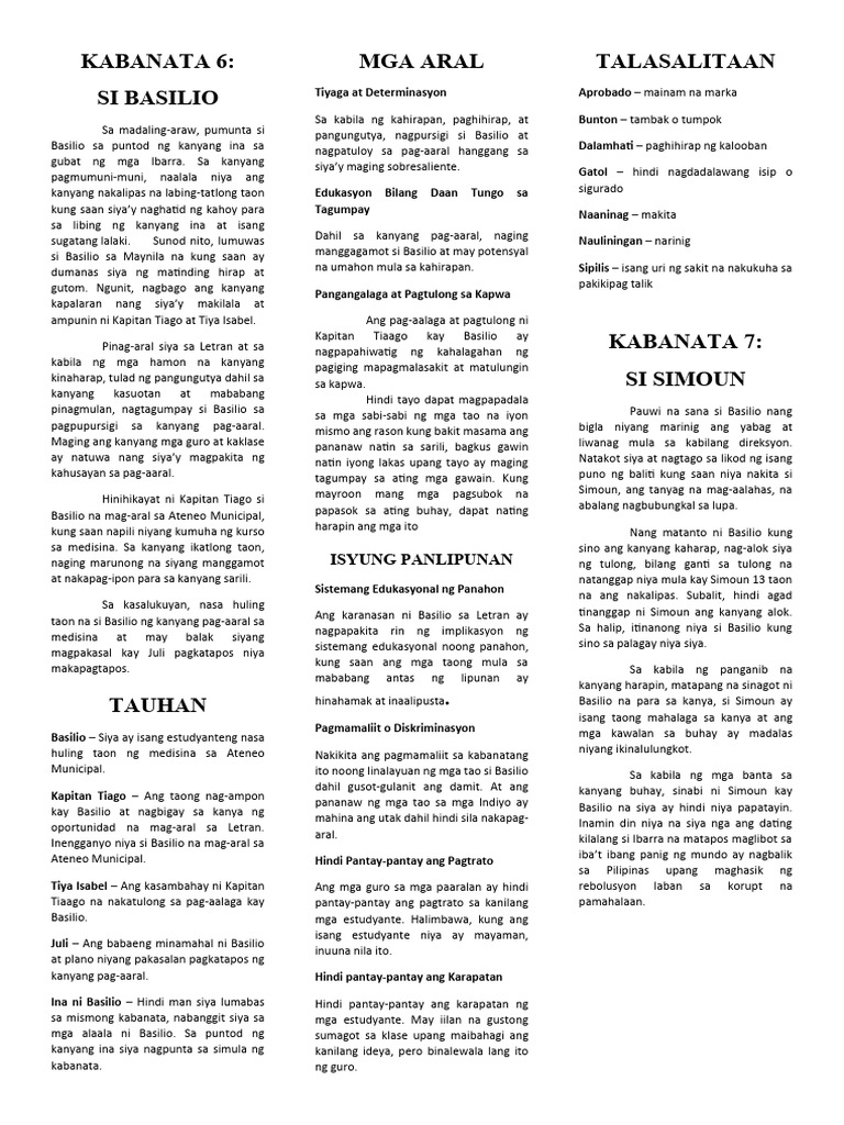 El Filibusterismo Nobela ni José Rizal [Kabanata (Chapter) 6-39] | PDF