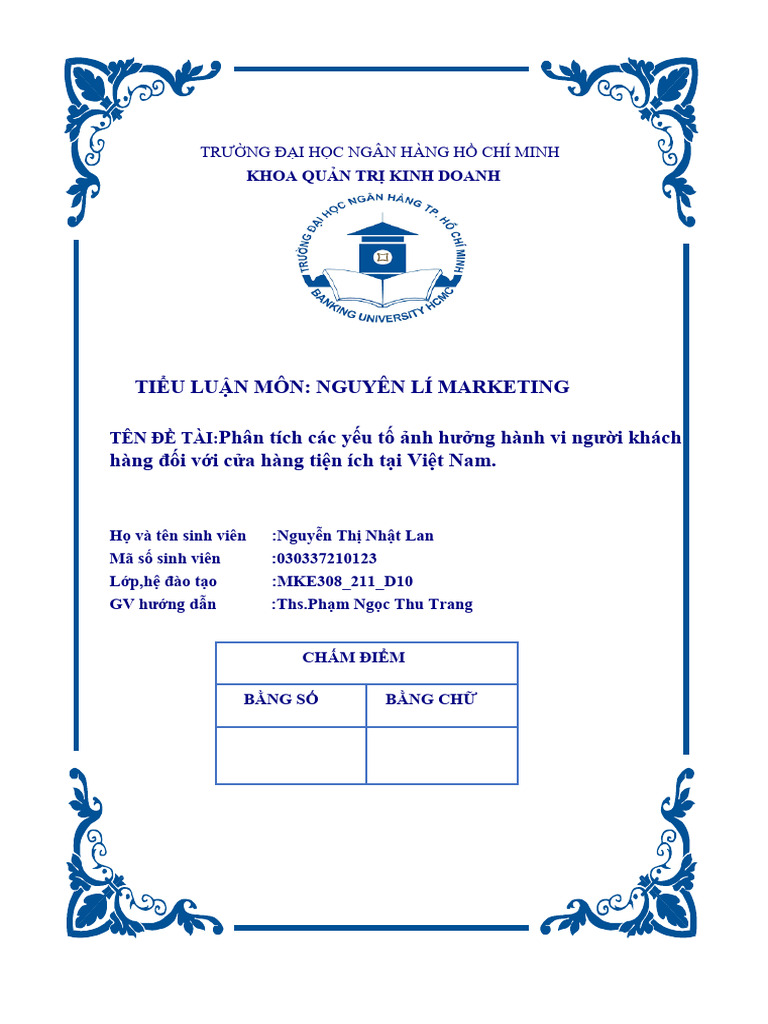 Bài Thi KTHP Ngli MKT | PDF