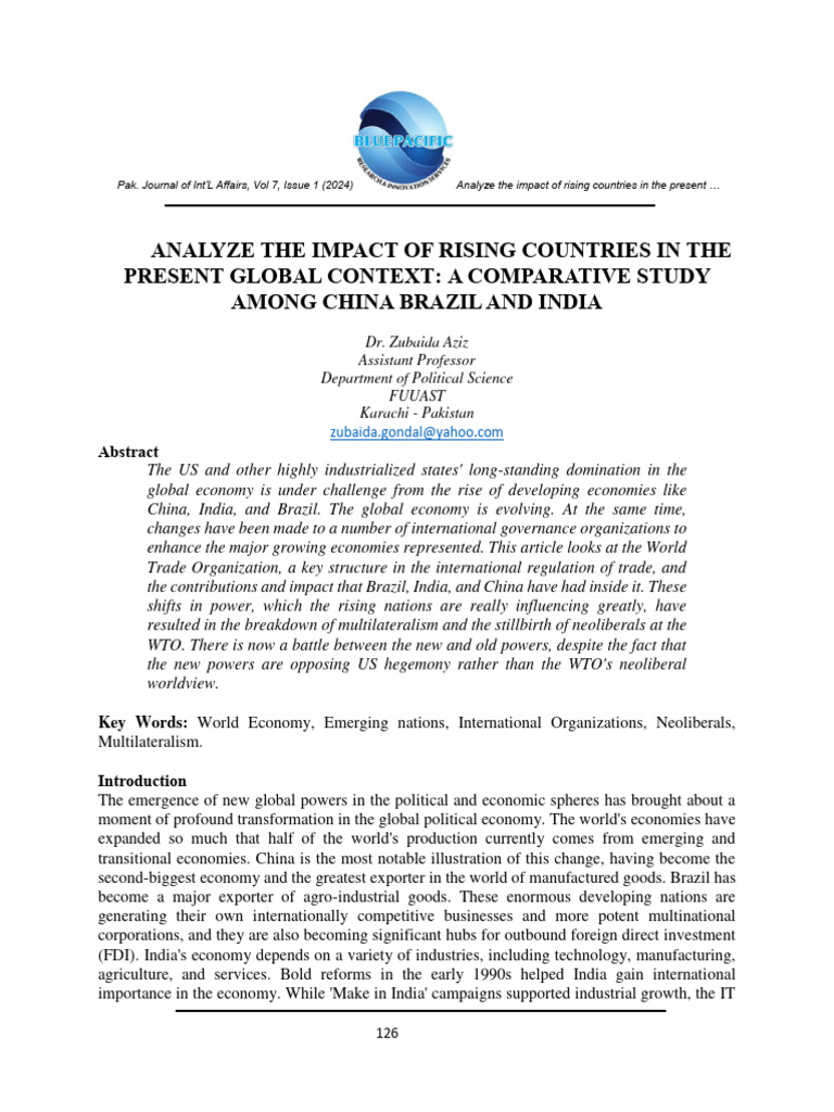 10 Analyze The Impact of Rising Countries in The Present Global Context A Comparative Study ...