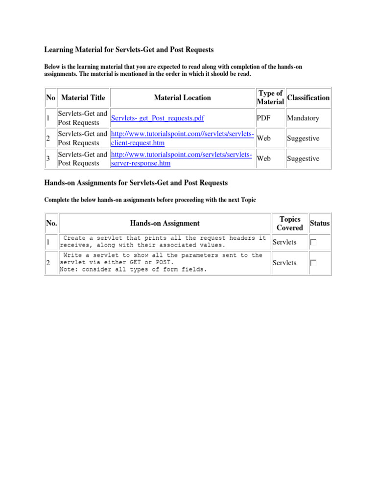 Learning Material and Hands On Assignment | PDF