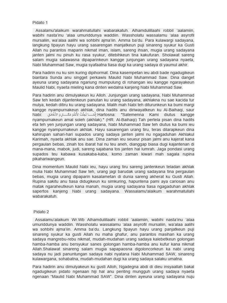 Pidato Sunda Maulid Nabi | PDF