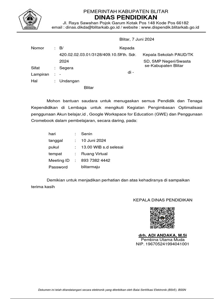 Undangan Zoom Meeting 10 Juni 2024 | PDF