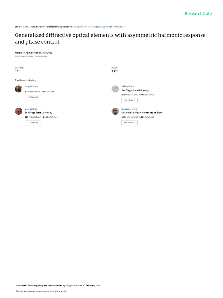 Diffractive Optical Elements | PDF | Diffraction | Optics