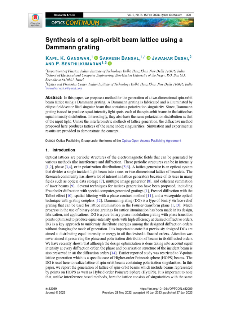 Beam Latice Using Dammann Grating | PDF | Polarization (Waves) | Diffraction