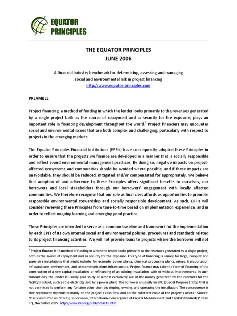 The Equator Principles JUNE 2006: Preamble | PDF