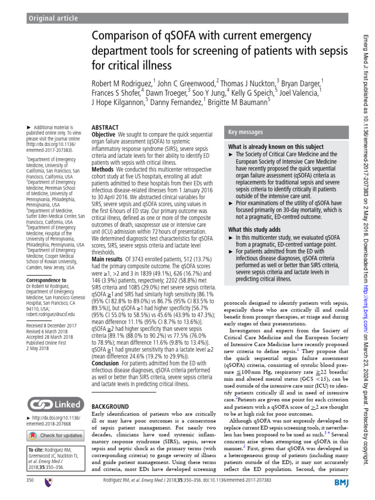 Qsofa | PDF | Sepsis | Intensive Care Medicine