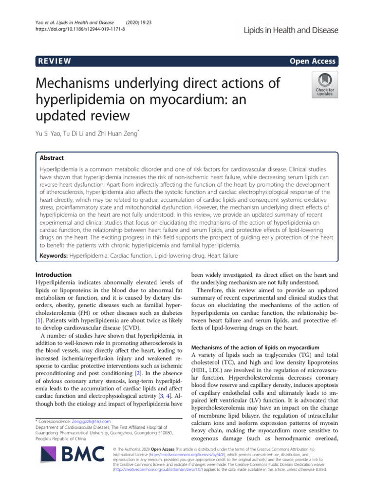 Yao., 2020. Hiperlipidemia Pada Prolong QT | PDF | Heart | Statin