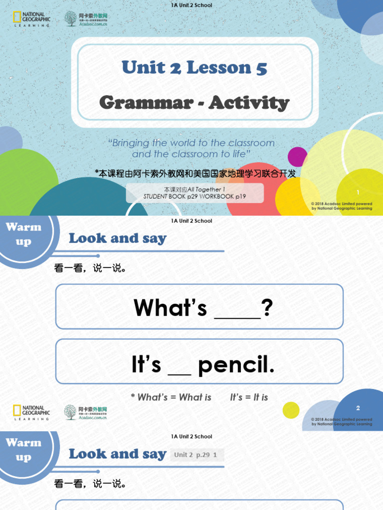 Unit 2 Lesson 5 Grammar Activity | PDF | Learning | Educational Environment