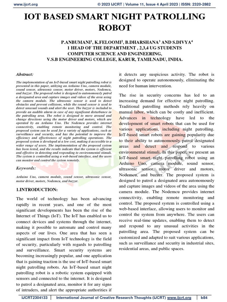 IJCRT2304133 | PDF | Electric Motor | Arduino