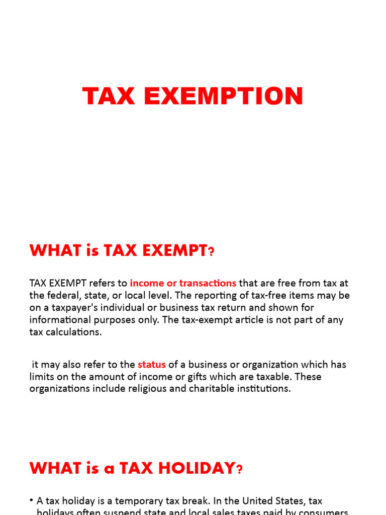 Tax Exemption | PDF | Taxes | Tax Exemption