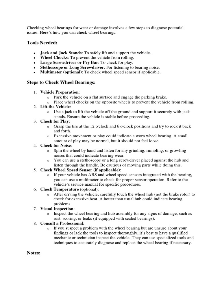 How to Check Wheel Bearings Safely | PDF | Vehicles | Wheel
