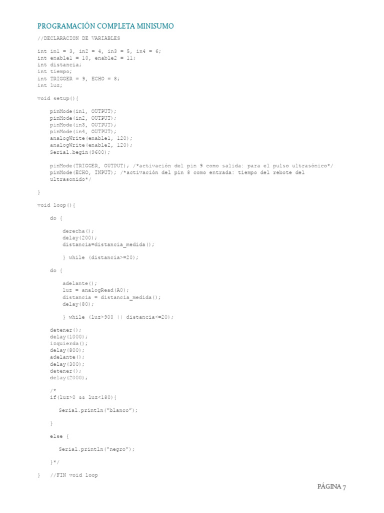 Código Robot Minisumo | PDF | Programación de computadoras