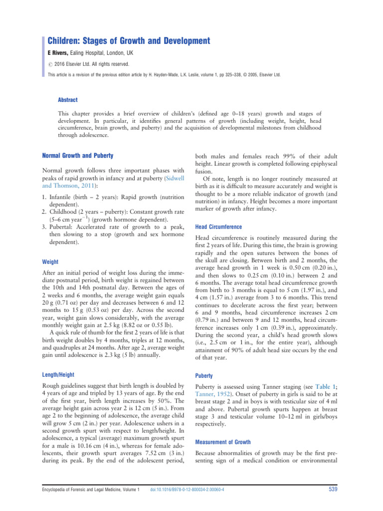 Children: Stages of Growth and Development | PDF | Puberty ...