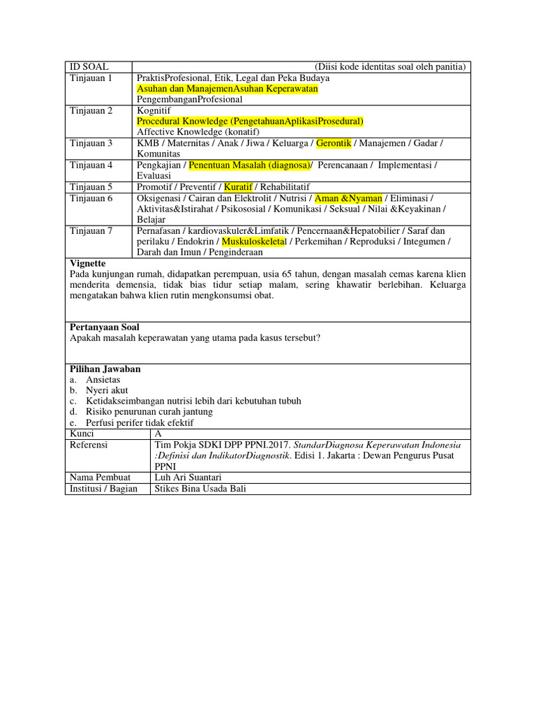 Soal Ukom Gerontik-Luh Ari Suantari - C2223071 | PDF