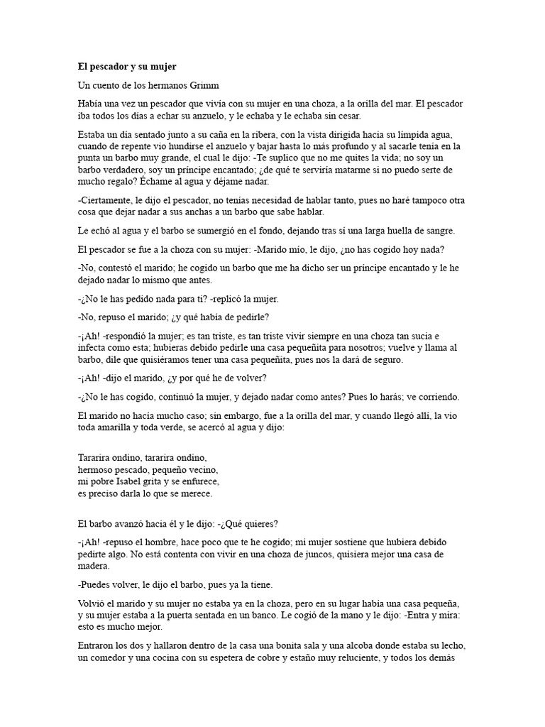 El Pescador y Su Mujer | PDF