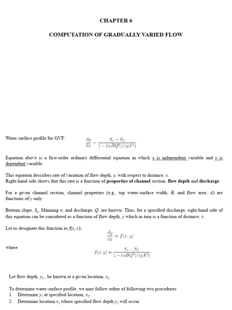 Computation of Gradually Varied Flow | PDF | Equations | Mathematics