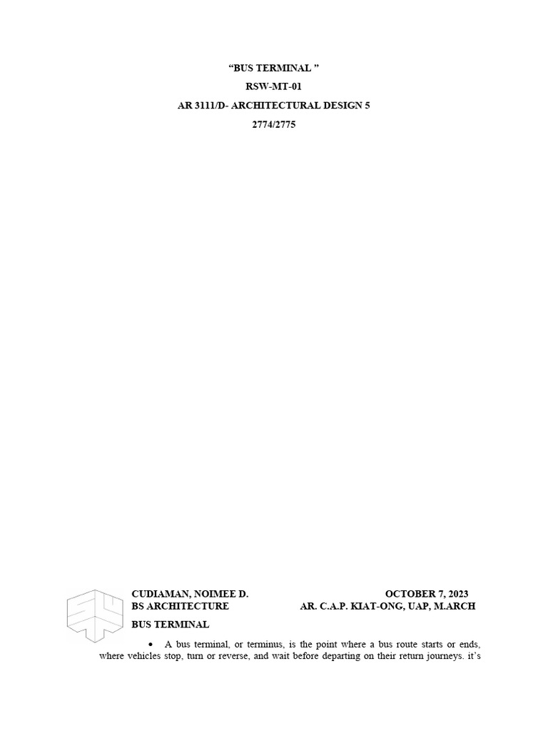 Document FOR BUS TERMINAL | PDF | Bus | Train Station