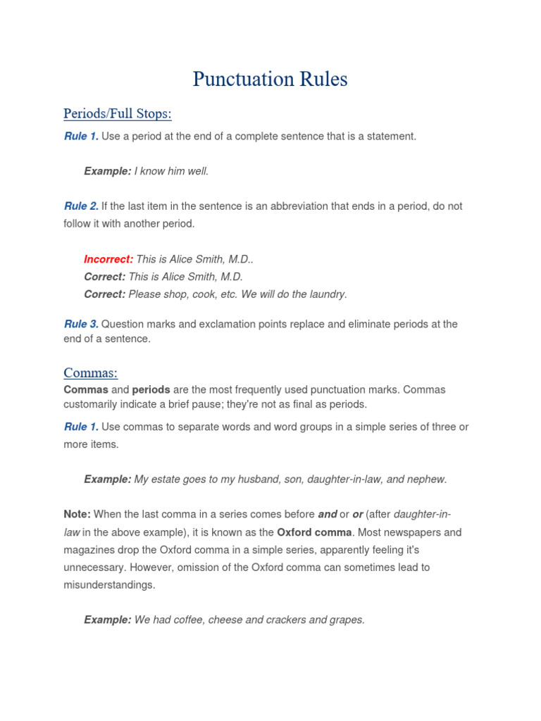 Punctuation Rules | PDF | Comma | Punctuation