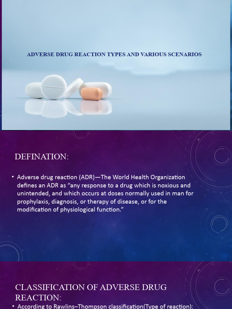 Adr Types and Various Scenarios | PDF | Pharmacy | Adverse Effect